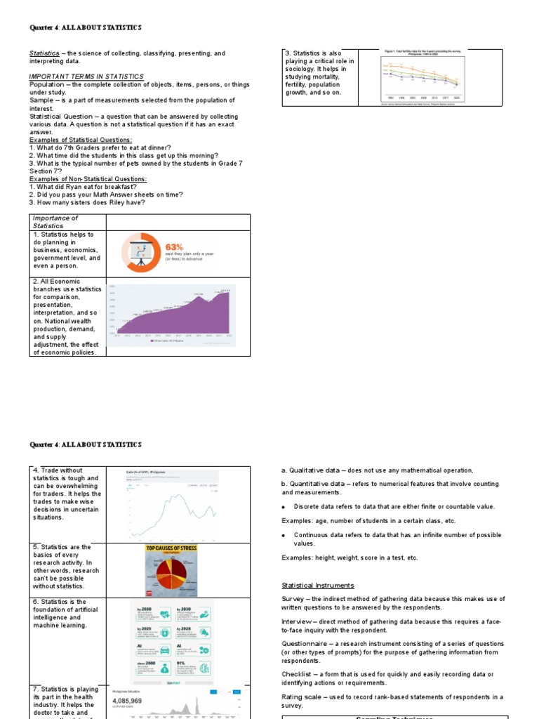 Q4 Statistics Introduction | PDF | Level Of Measurement | Statistics