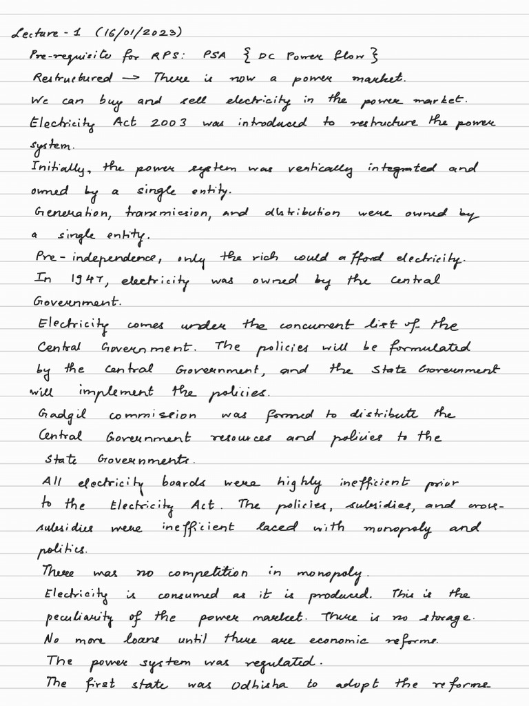 Restructured Power Systems - 230424 - 100302 PDF | PDF