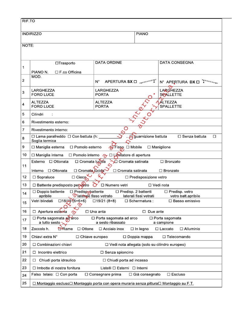 Rilievo Misure Porta Blindata | PDF