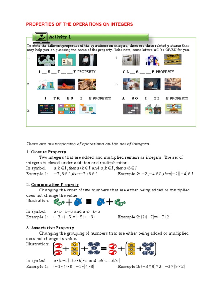 Q1 - Properties of Integers and Word Problems | PDF | Multiplication | Sea