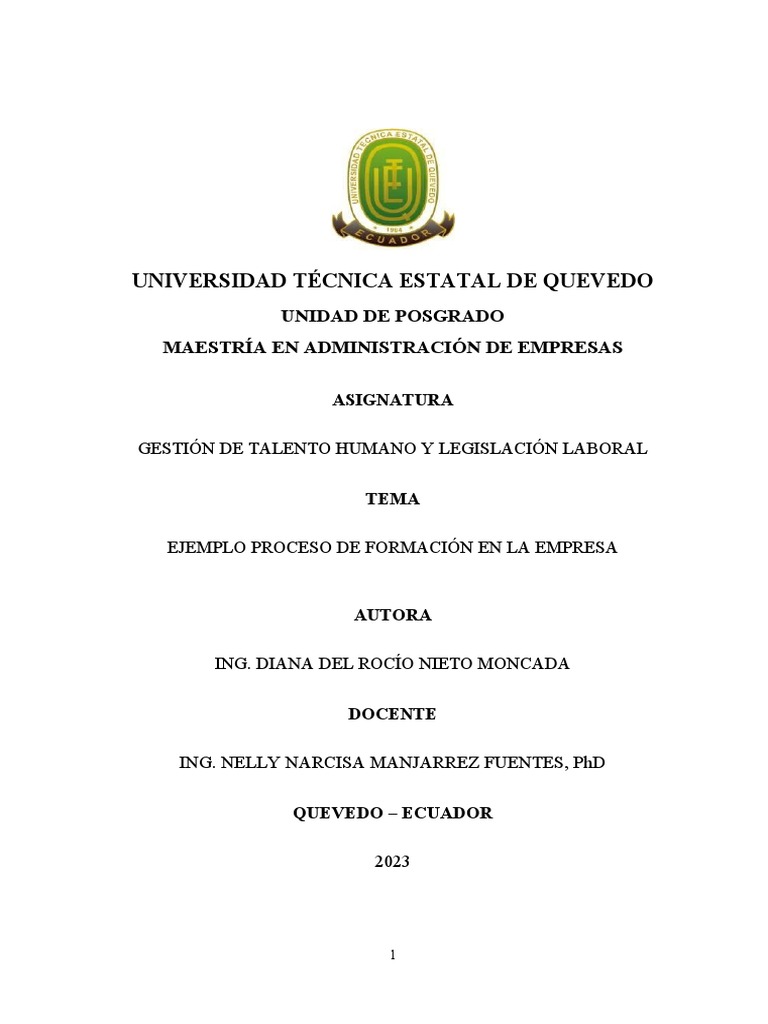 ENSAYO PROCESO DE FORMACIÓN EMPRESARIAL UTEQ | PDF