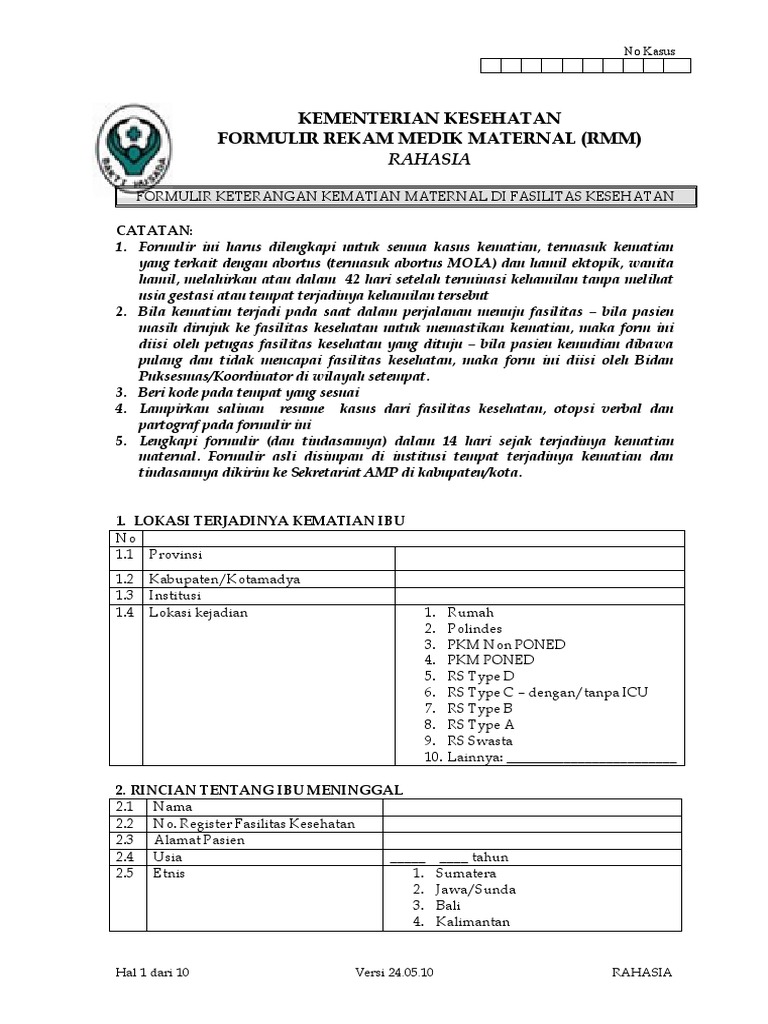 Formulir RMM (Revisi 20100524) | PDF