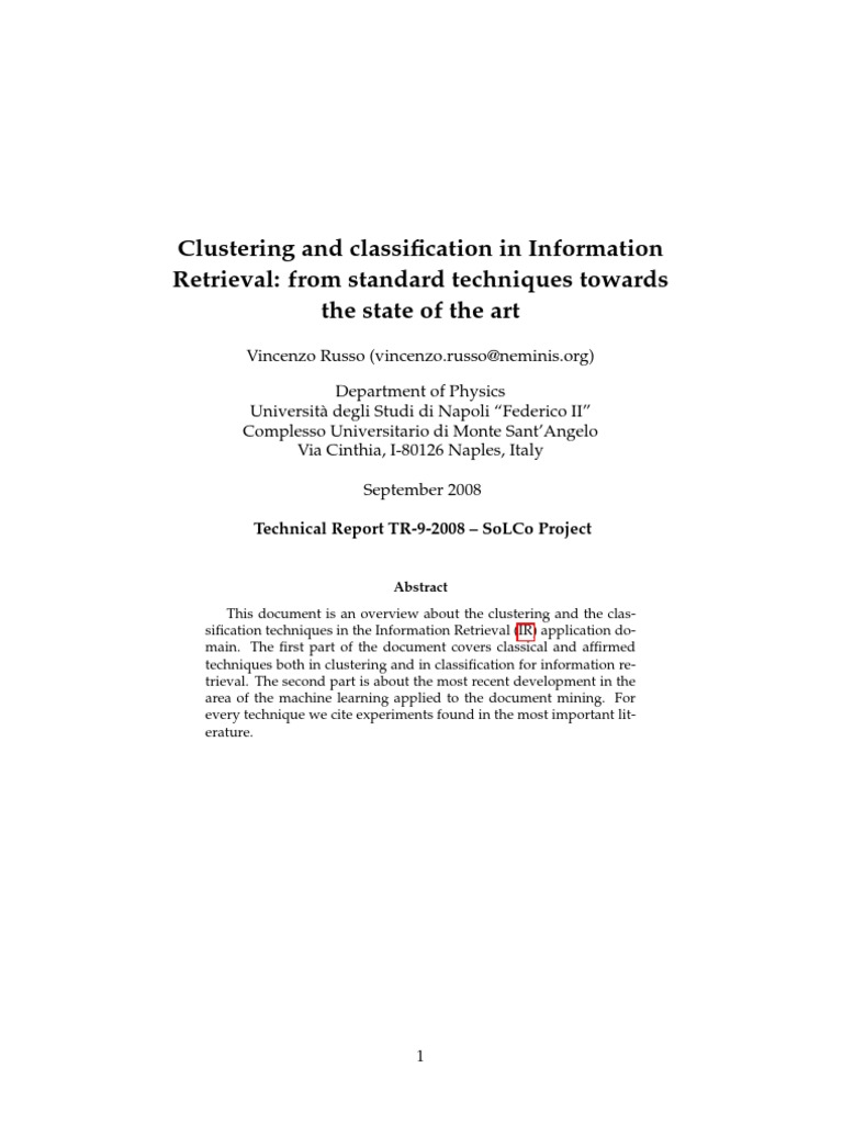 Clustering And Classification In Information Retrieval From Standard