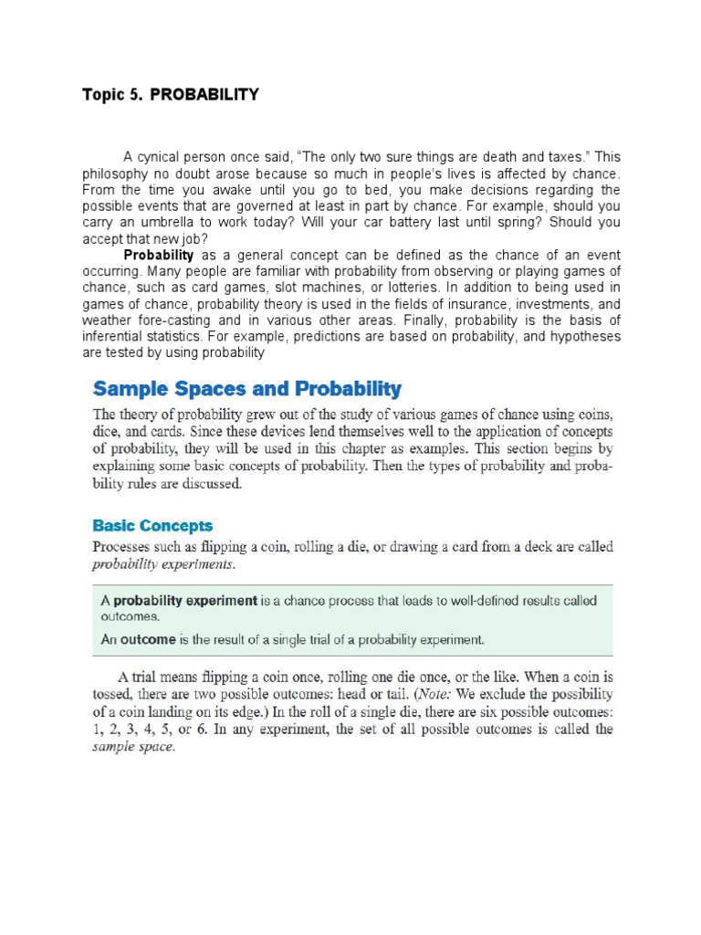 Topic 5. Probability | PDF