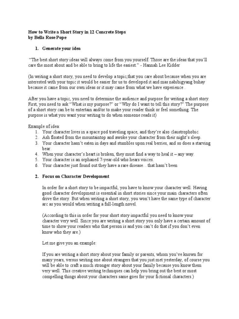 How To Write A Short Story in 12 Concrete Steps | PDF | Narration | Verb