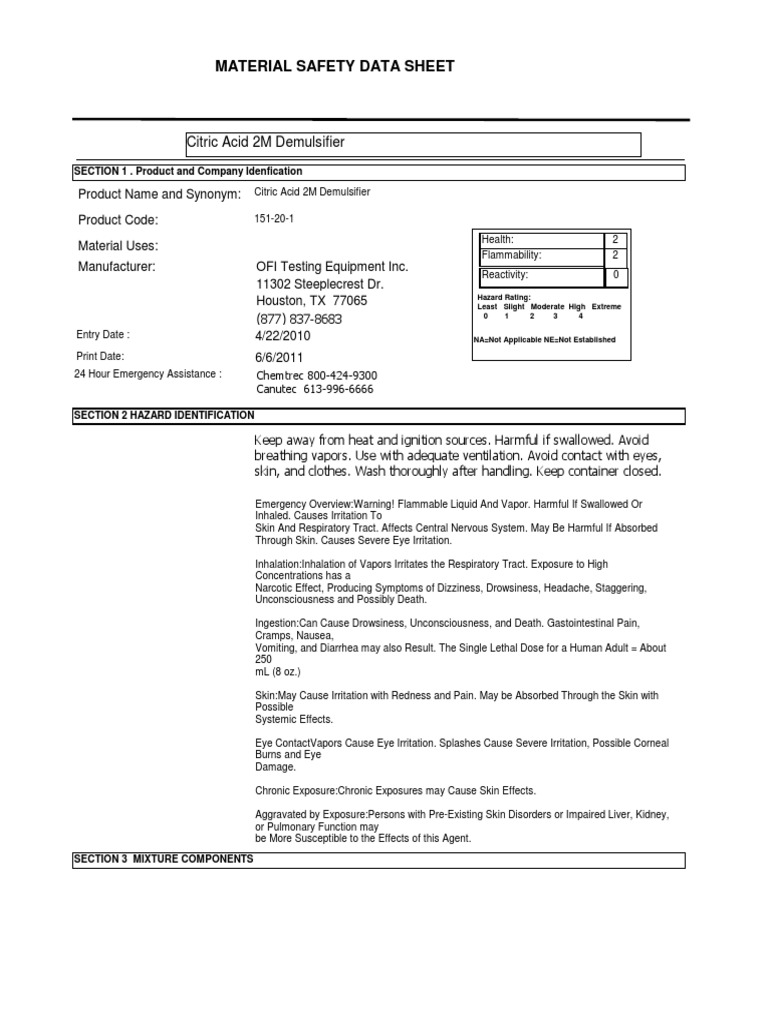 MSDS Demulsifier | PDF | Water | Personal Protective Equipment