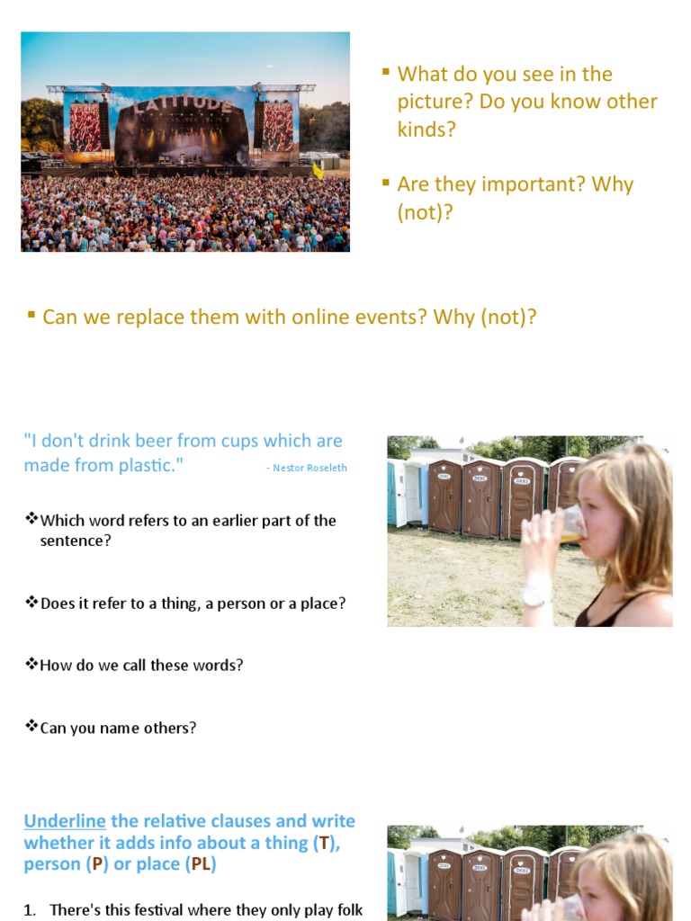 Festival Grammar and Relative Clauses | PDF | Carnival