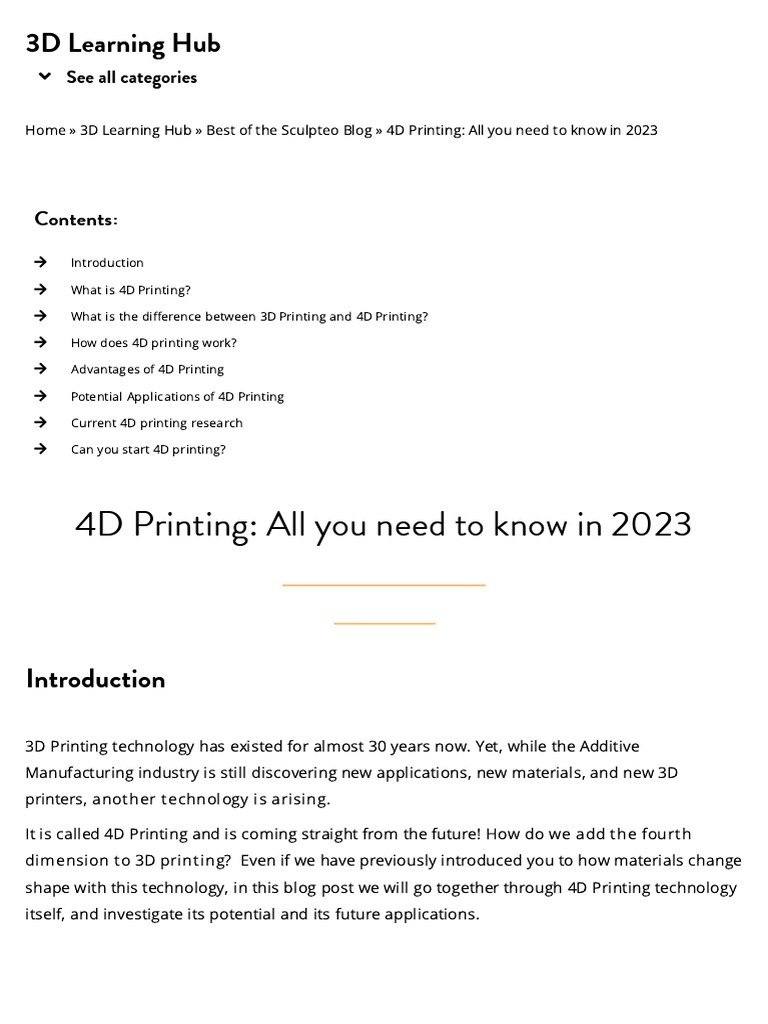 4D Printing Part1 | PDF | 3 D Printing | Self Assembly