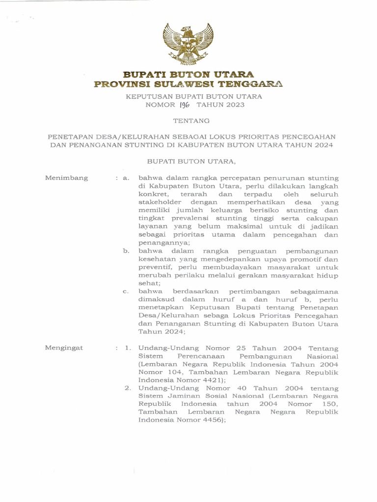 SK Lokus Stunting Tahun 2024 PDF | PDF