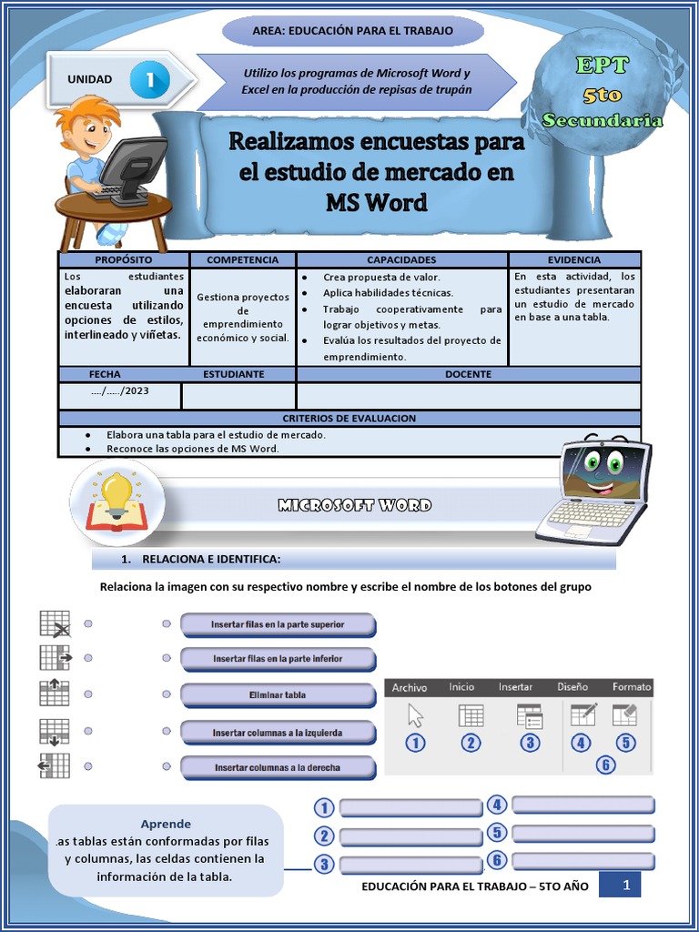 Ficha de Actividad Ept 5°-Semana 2 | PDF | Microsoft Word | Evaluación
