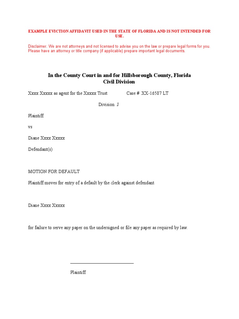 4 Eviction-Affidavit | PDF | Default Judgment | Eviction
