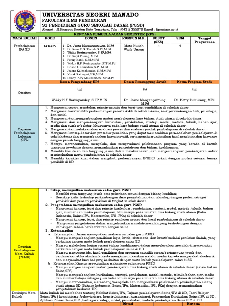 4 RPS Pembelajaran IPA SD OK | PDF