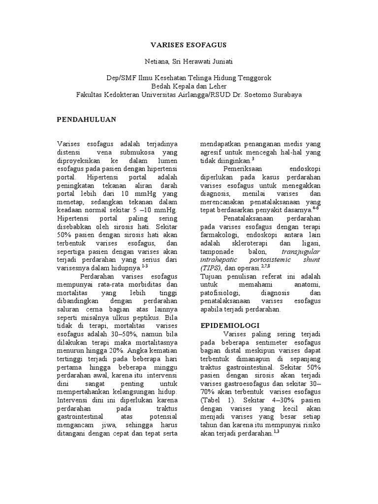 Varises Esofagus: Diagnosis dan Penanganan | PDF