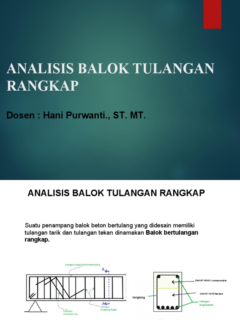KULIAH KE 1 Balok Tulangan Rangkap.ppt | PDF