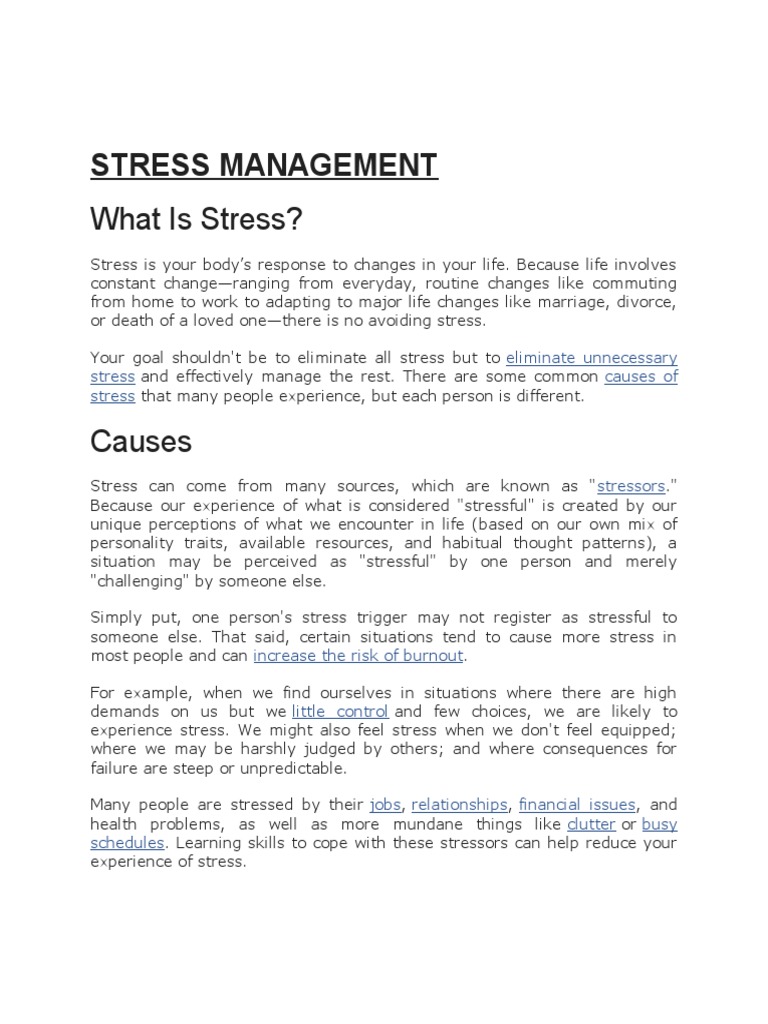 Stress Management | PDF | Stress (Biology) | Stress Management