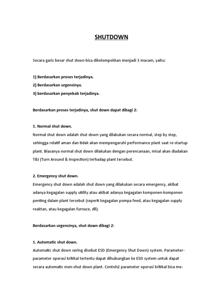 Shutdown | PDF | Teknologi & Rekayasa
