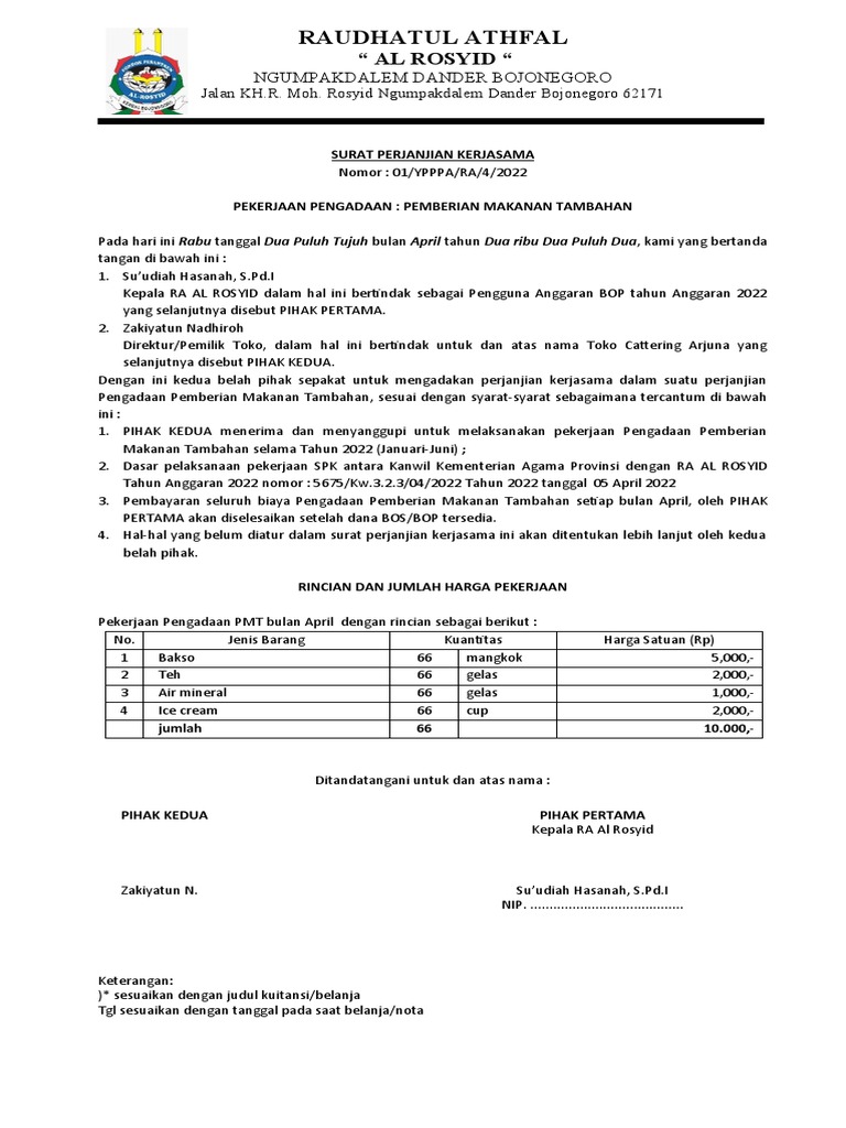 Contoh SPK Dengan Pihak Ke-3 (Toko DLL) | PDF