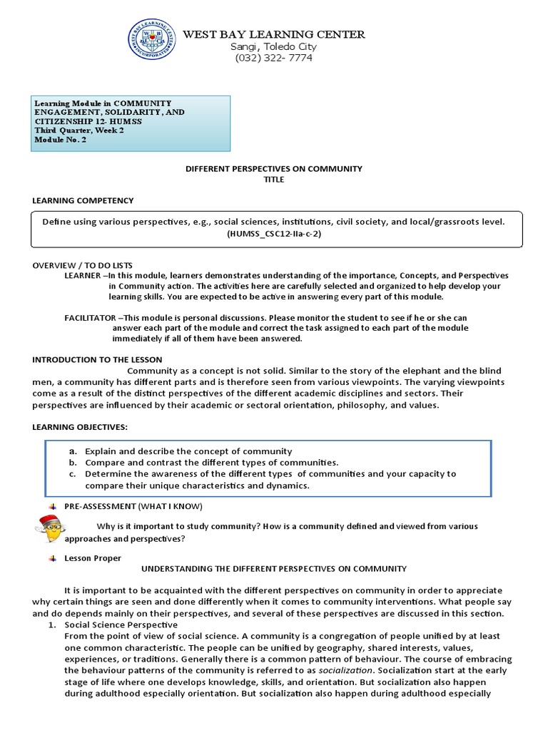 Gr12.HUMSS (Module 2) | PDF | Community | Learning