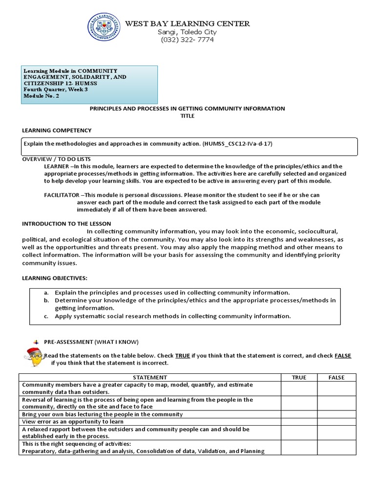 Gr12. HUMSS (Module 2 Week 3) 4th Q | PDF | Learning | Community