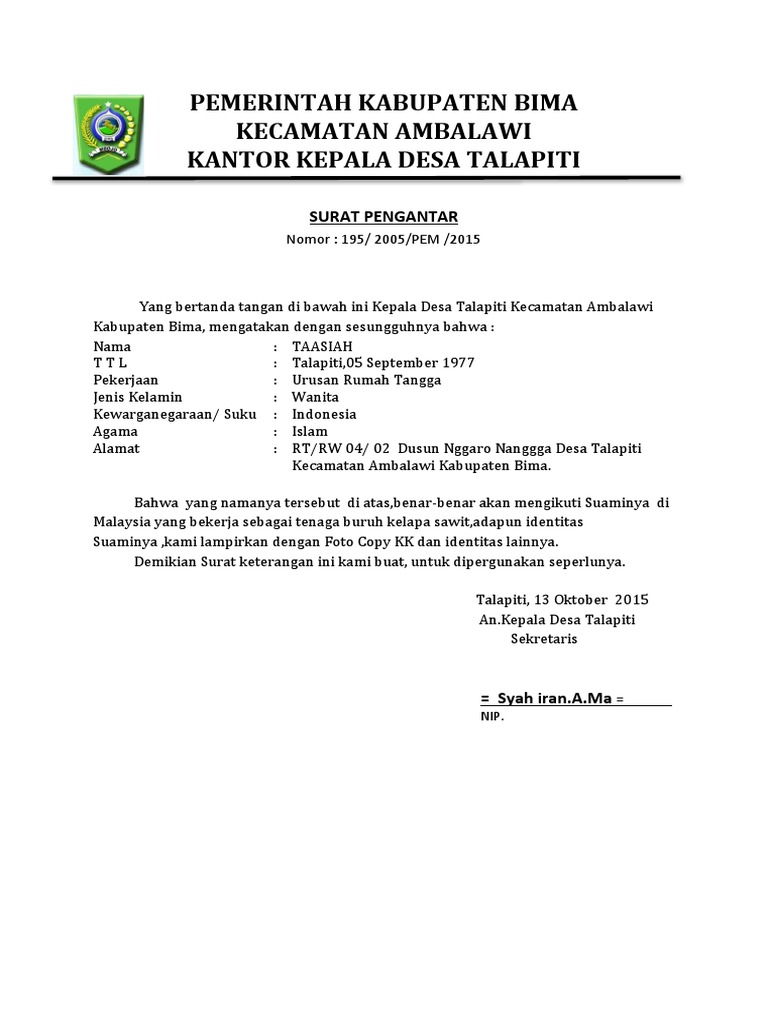 Surat Pengantar TKW | PDF