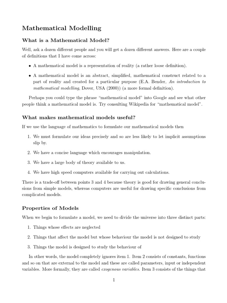Modelling | PDF | Mathematical Model | Mathematics