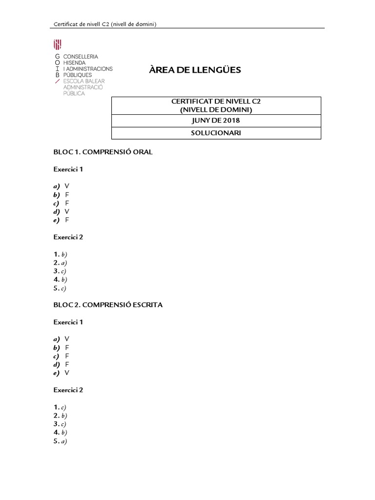 2018 Solucionari C2 | PDF