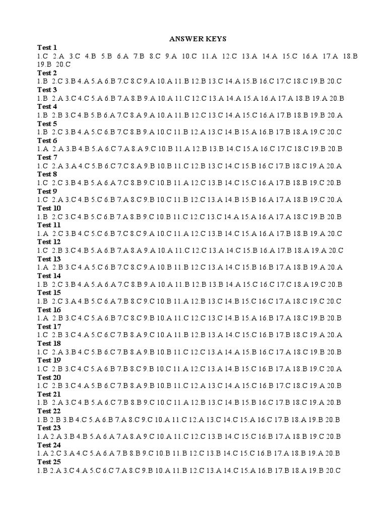 Answer Keys | PDF