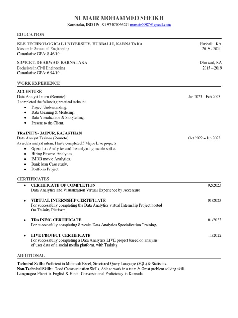 Data Analyst Resume | PDF | Analytics | Data Analysis