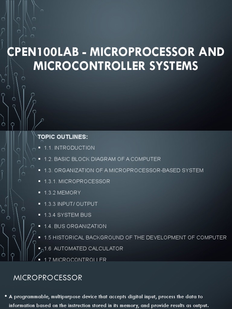 CPEN 100 Structural Components of Microprocessor and Microcontroller.1 ...