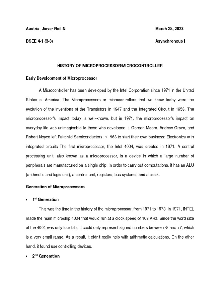 The Evolution of Microprocessors and the Rise of Microcontrollers | PDF ...