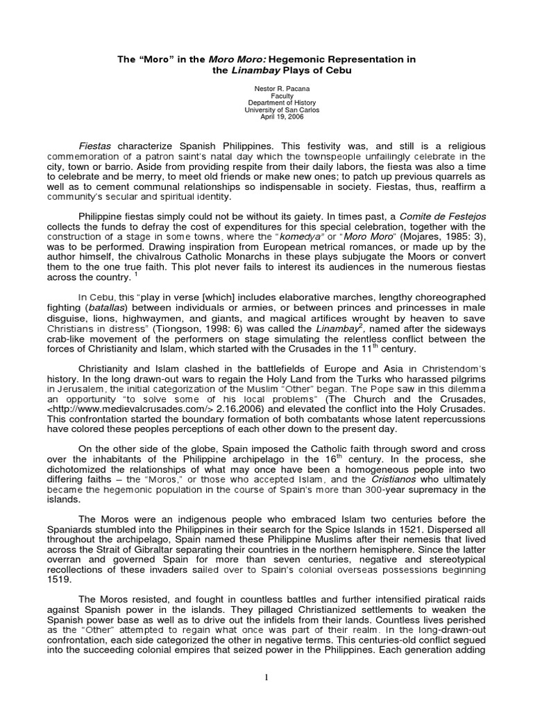 The Moro in The MoroMoro Hegemonic Representation in The LInambay Plays ...