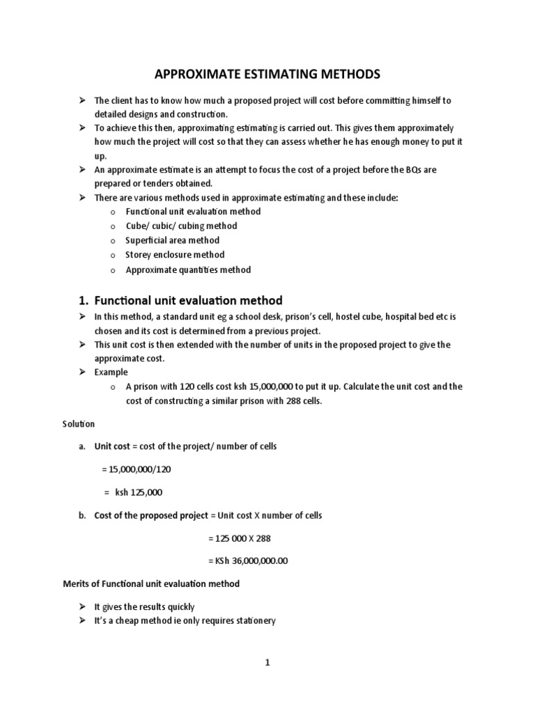 Approximate Estimating Methods | PDF | Area | Length