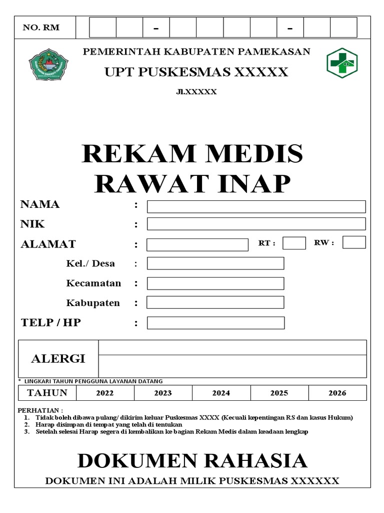 Form Rekam Medik Rawat Inap | PDF