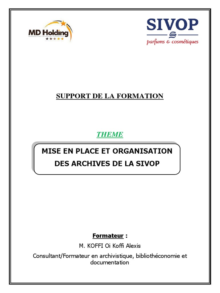 Formation sur l'organisation des archives SIVOP | PDF | Archives ...