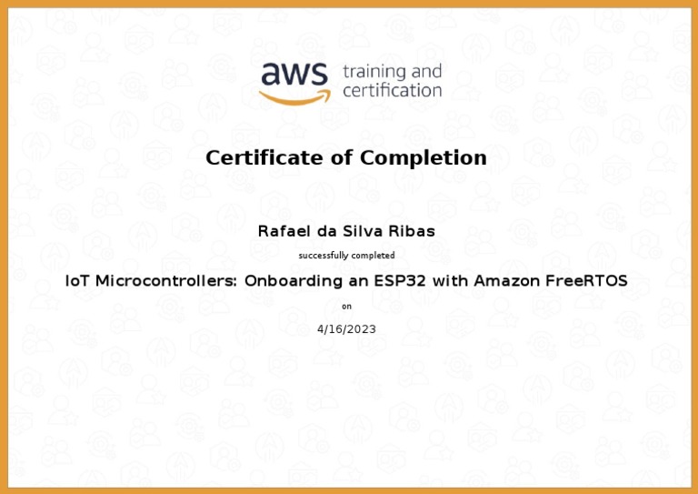 Certificate Of Completion For Iot Microcontrollers Onboarding An Esp32 With Amazon Freertos Pdf 4951
