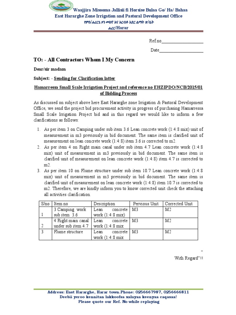 Clarification Latter | PDF