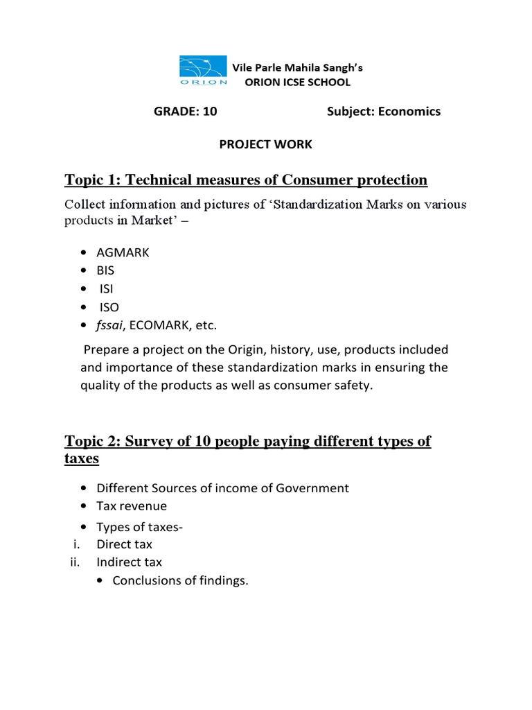 Class 10 Economics Project Guidelines | PDF | Banks | Taxes