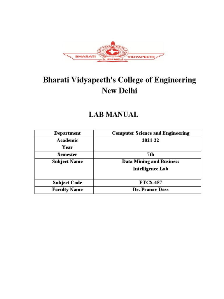 DMBI Lab Manual Final | PDF | Data Warehouse | Information Science DMBI Lab Manual Final | PDF | Data Warehouse | Information Science