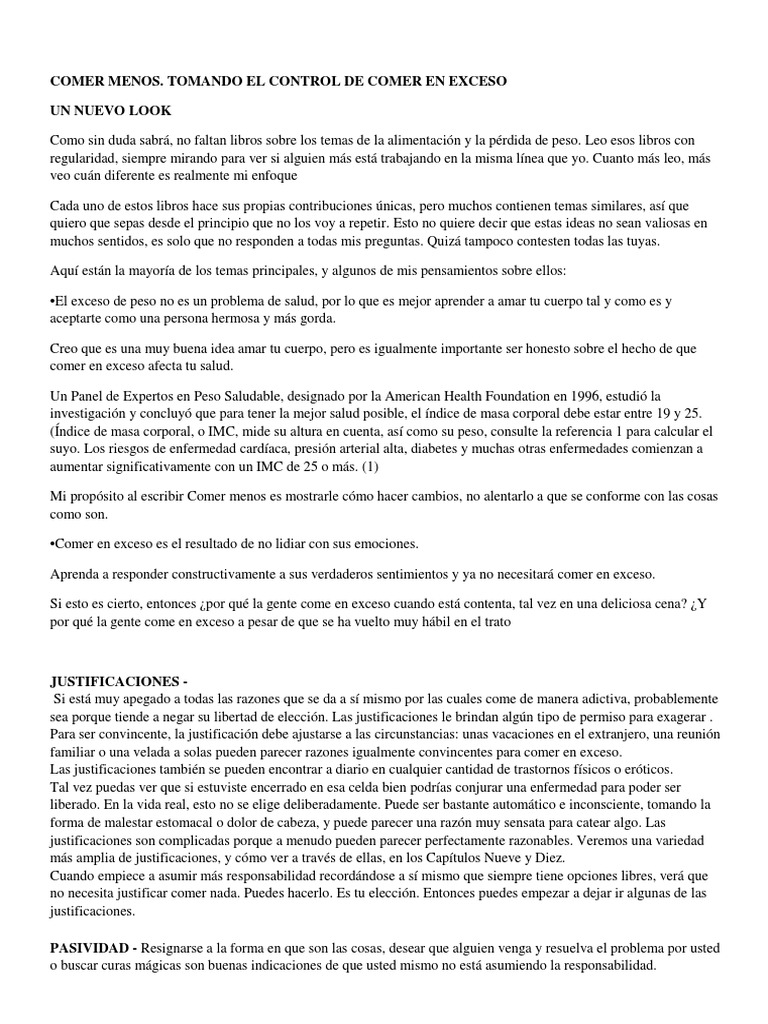 Eating Less. Español | PDF | Nicotina | Autoestima Eating Less. Español | PDF | Nicotina | Autoestima
