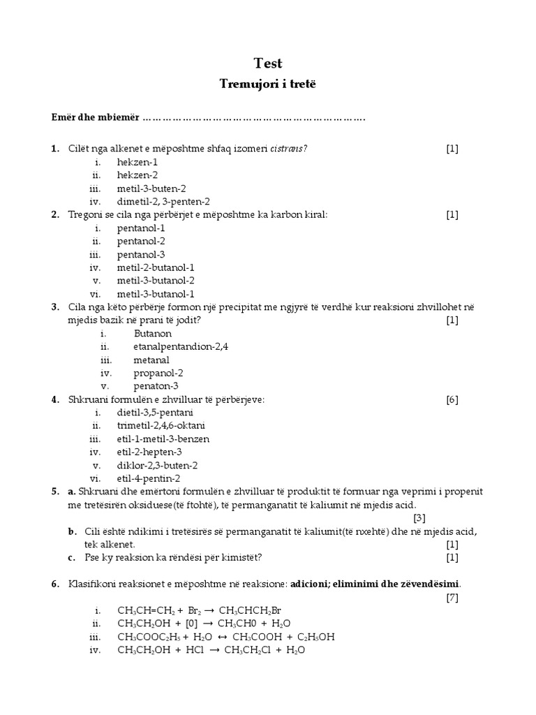 Test Tremujori 3 | PDF