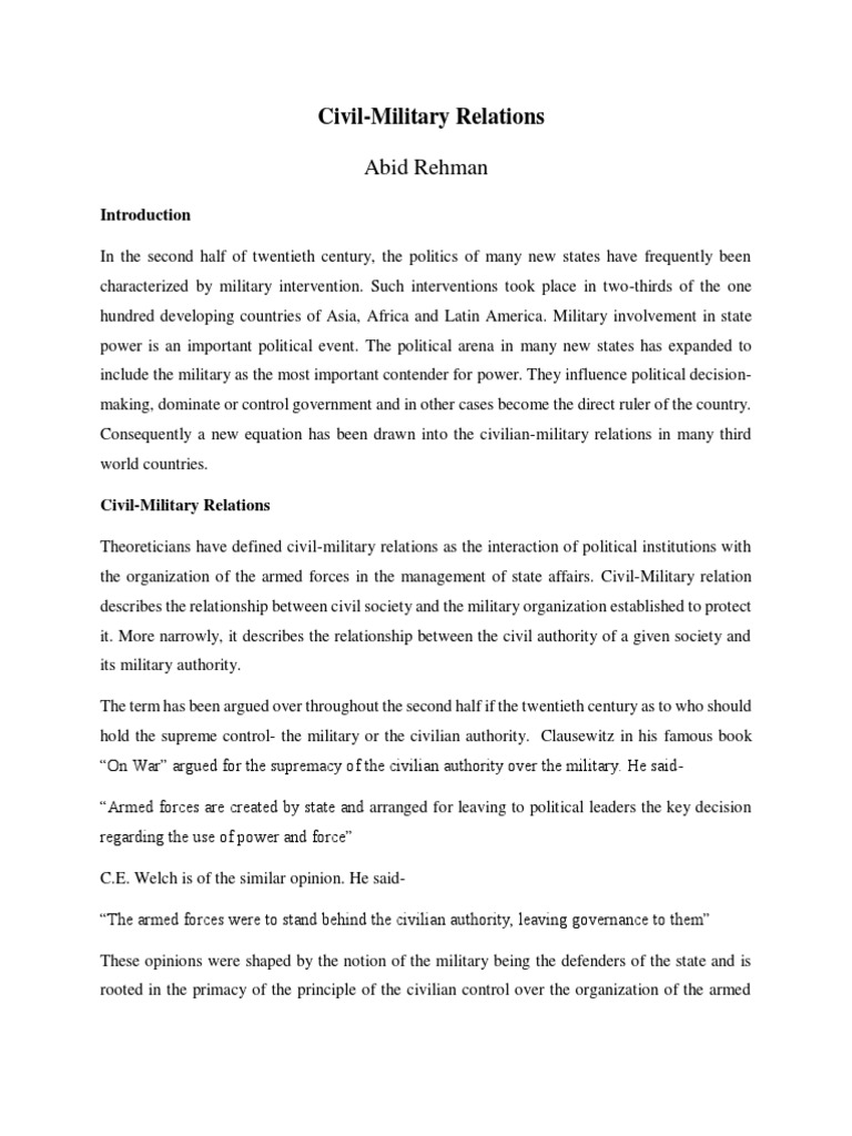 Types of Civil-Military Relations | PDF | Civil–Military Relations ...