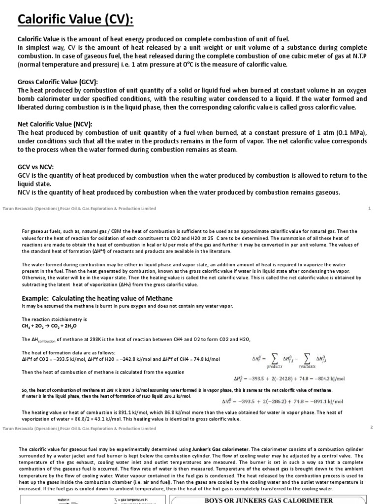 Calorific Value (CV) | PDF | Combustion | Chemical Engineering
