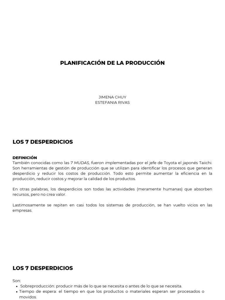 Los 7 Desperdicios | PDF | Lean Manufacturing | Calidad (comercial)