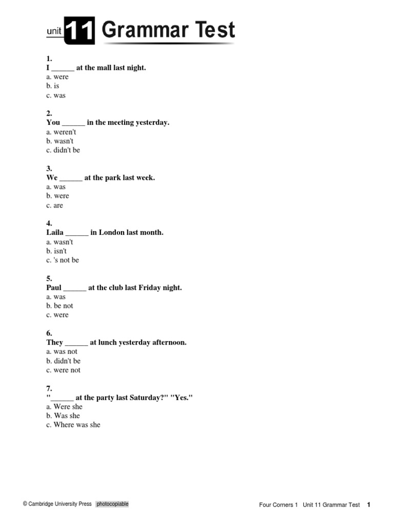 Four Corners Level 1 U11Grammar | PDF