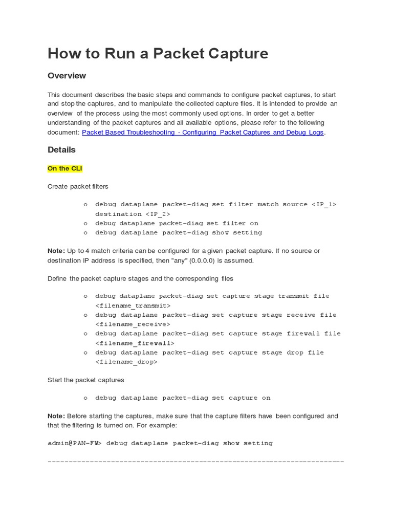 How To Run A Packet Capture PDF | PDF | Firewall (Computing) | Network ...