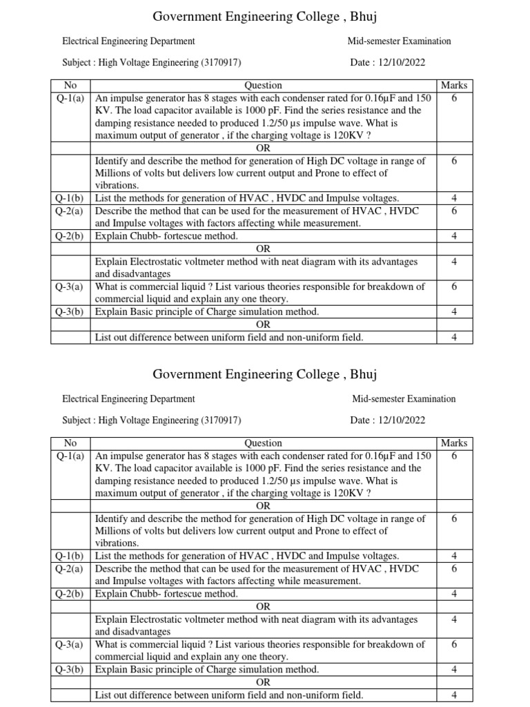HVE 2022 Midpaper | PDF | Voltage | Capacitor