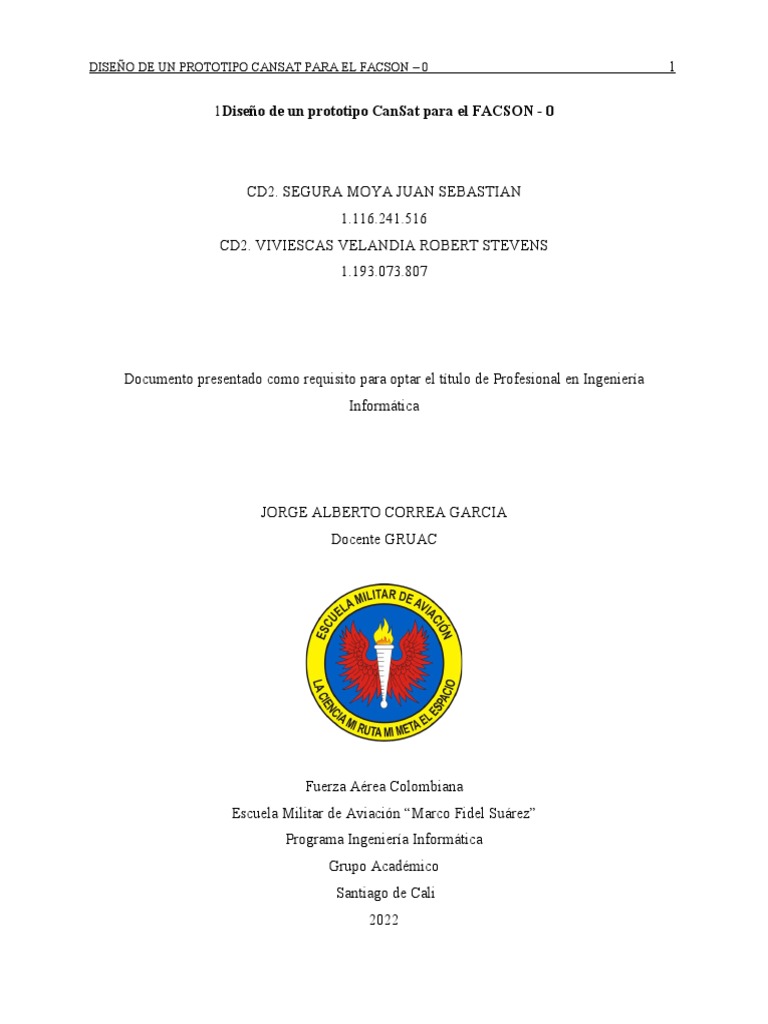 Diseño de Un Prototipo Cansat Implementando Un Facson-0 V2 | PDF | Programación de computadoras ...