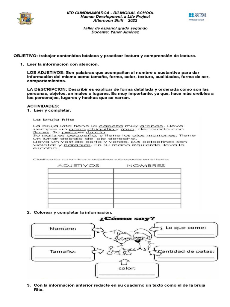Taller de Español Grado Segundo | PDF | Blanco como la nieve