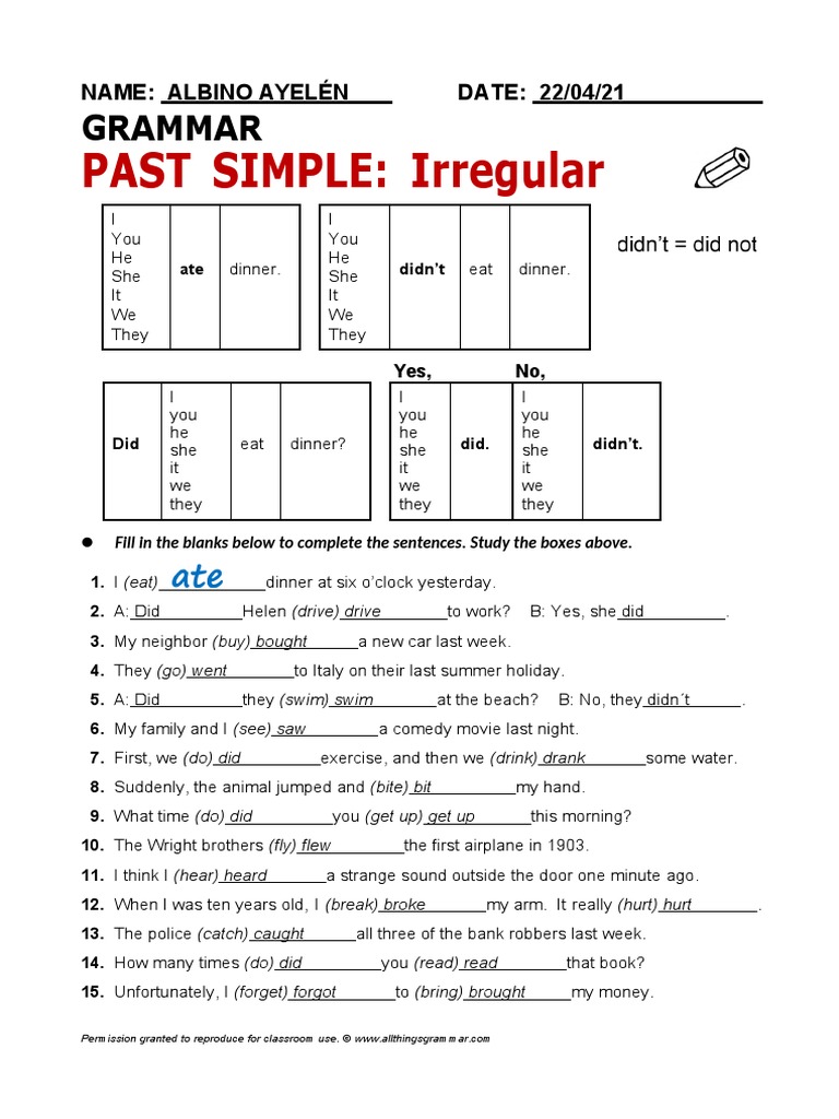 Past Simple Task-Final | PDF