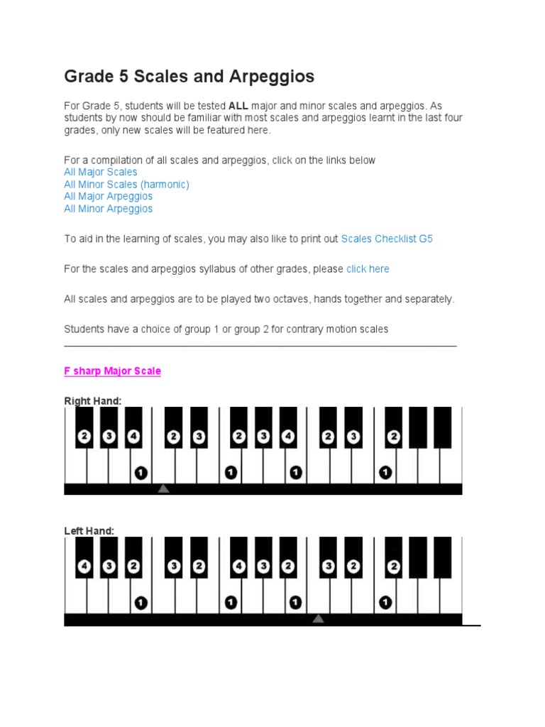 Grade 5 Scales and | PDF | Scale (Music) | Hand